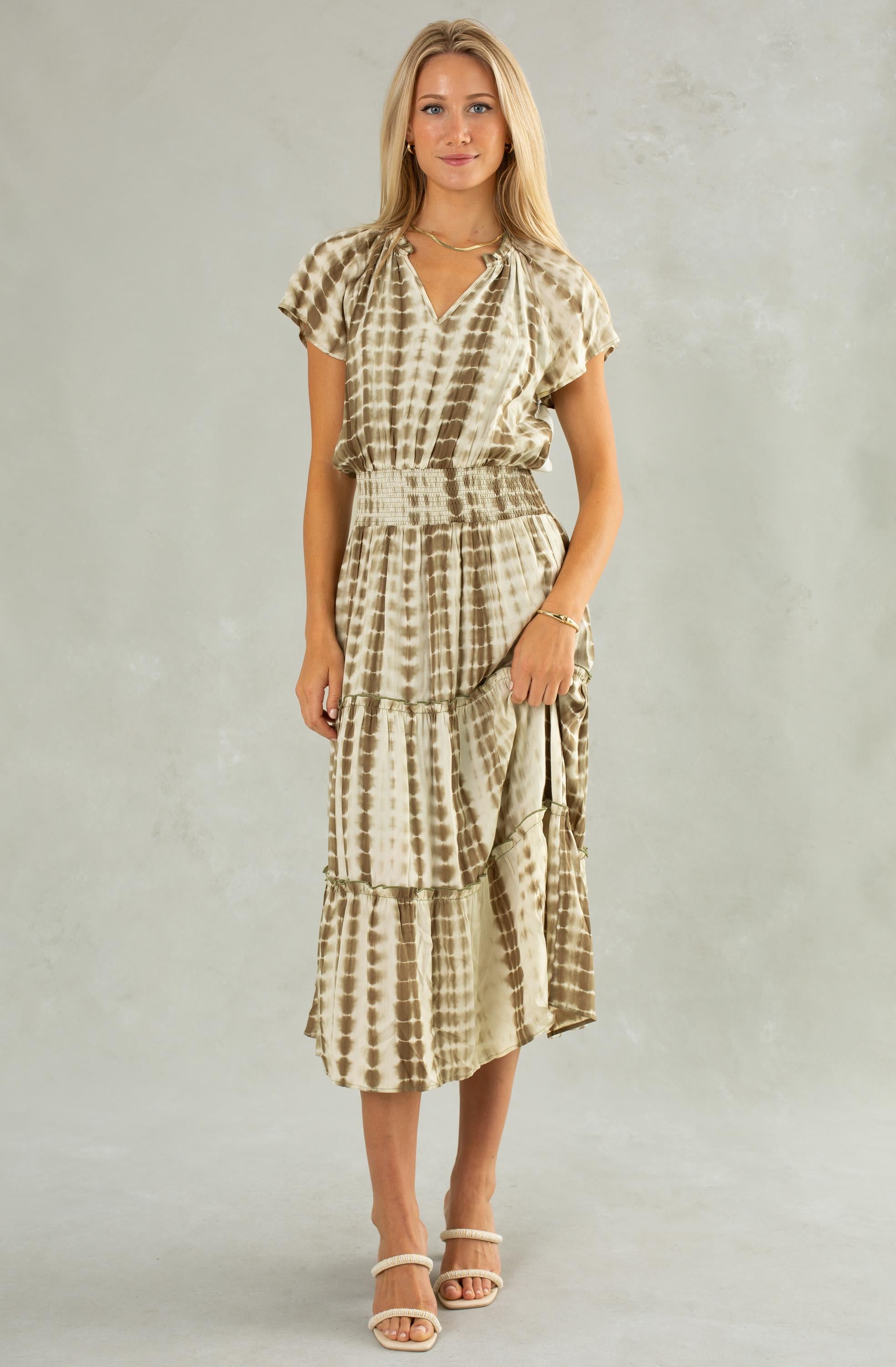 Alice Easy Waist Midi Dress Olive – South Moon Under