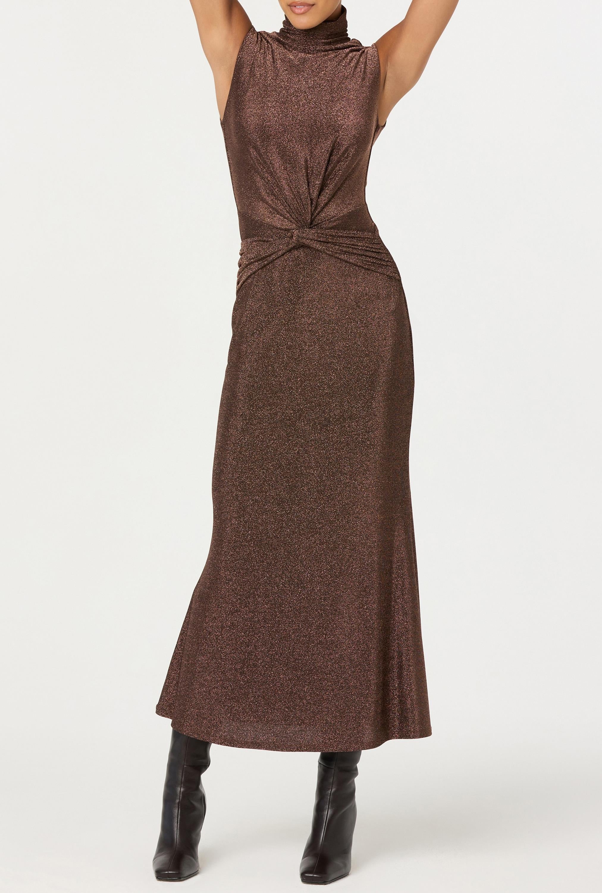 Riana Maxi Dress Brown Metallic – South Moon Under
